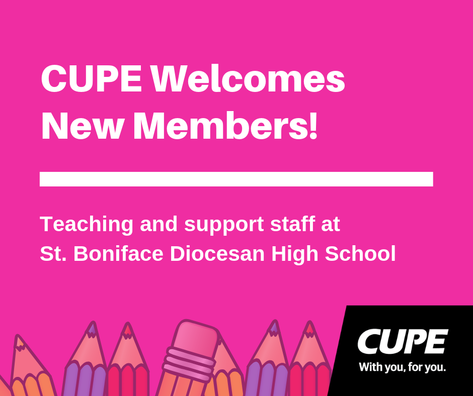 CUPE welcomes newest members at St. Boniface Diocesan High School - CUPE Manitoba