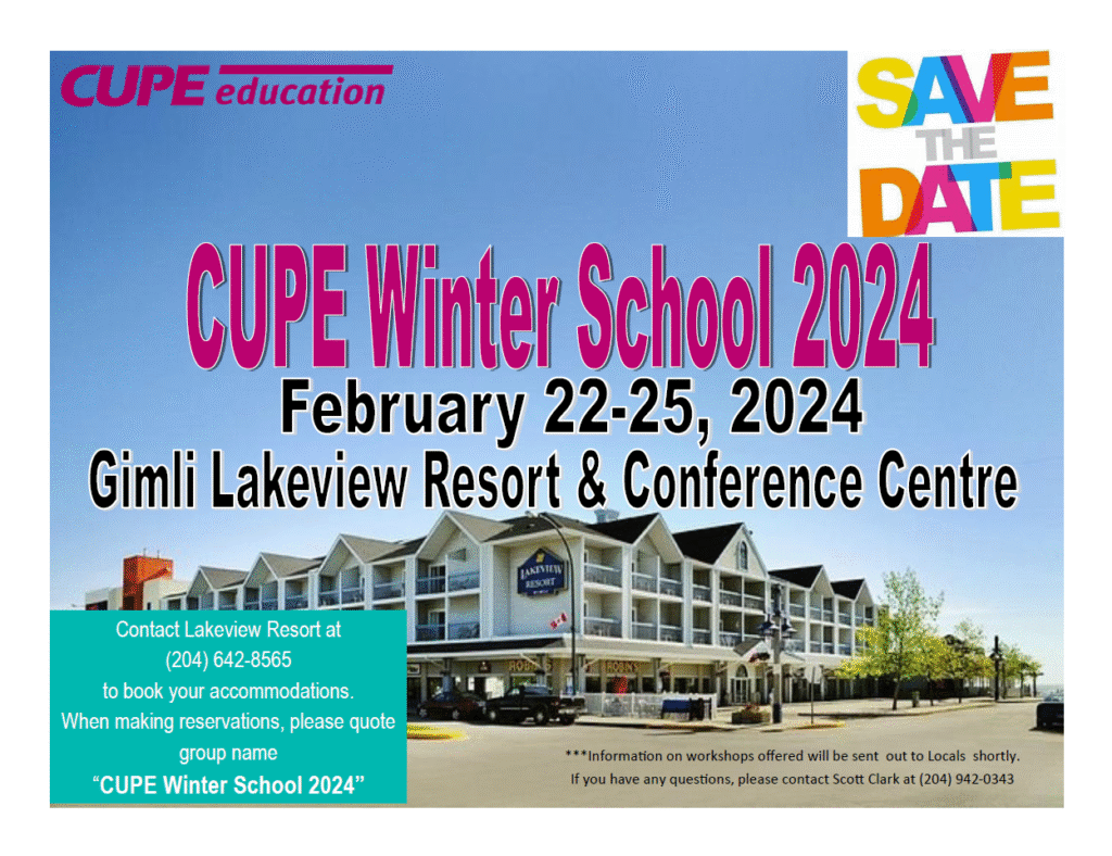Save-the-Date: CUPE Winter School 2024 - CUPE Manitoba