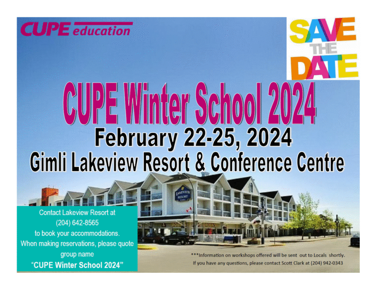 Save-the-Date: CUPE Winter School 2024 - CUPE Manitoba