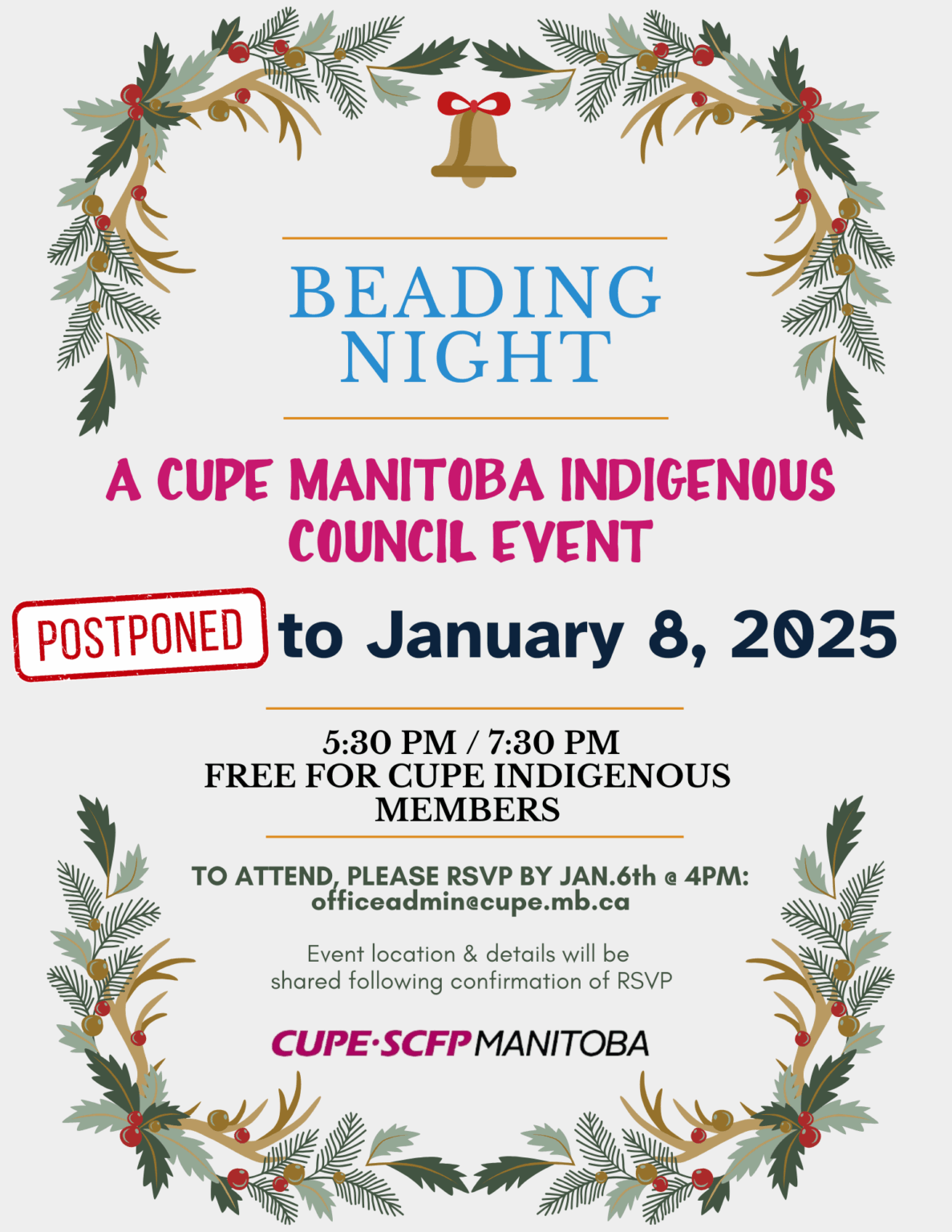 Indigenous Council Beading Night: January 8 - CUPE Manitoba