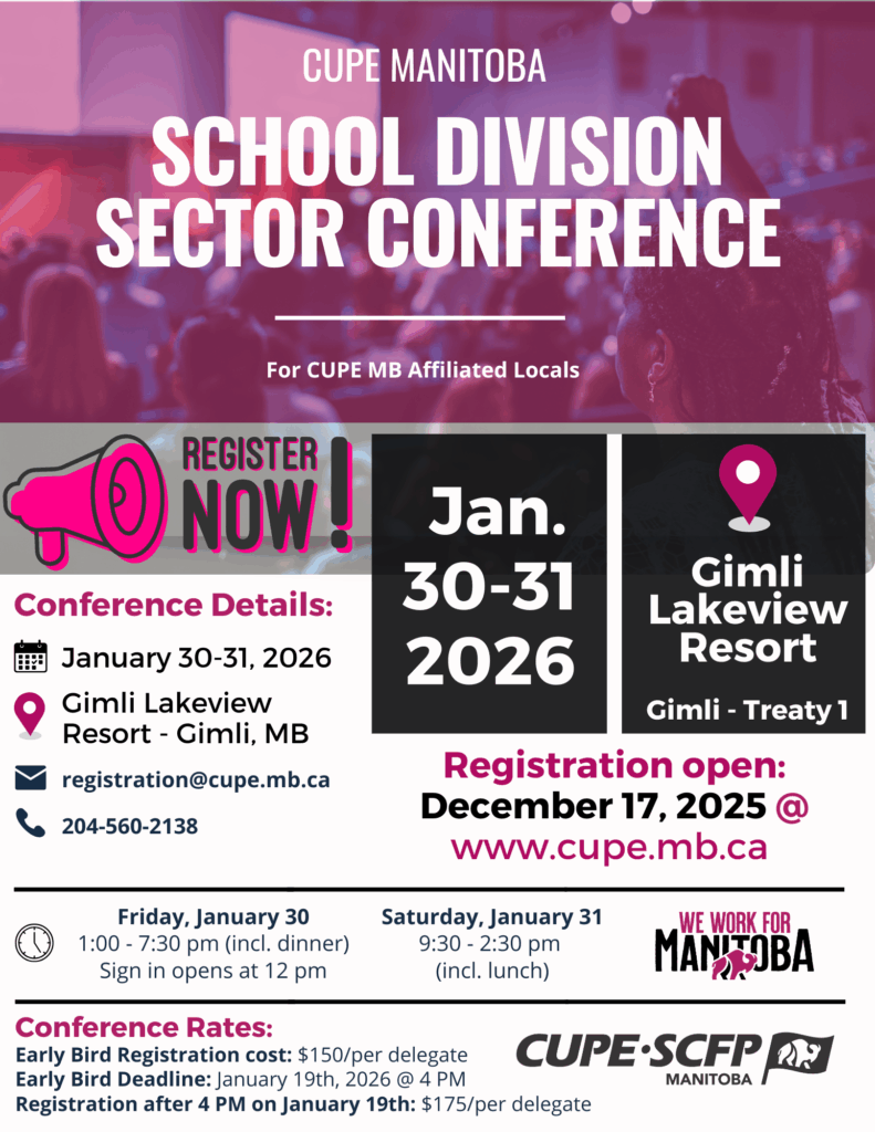 2026 School Division Sector Conference: Registration Open! - CUPE Manitoba